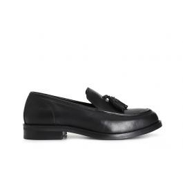 Mocassin femme en cuir à pompons